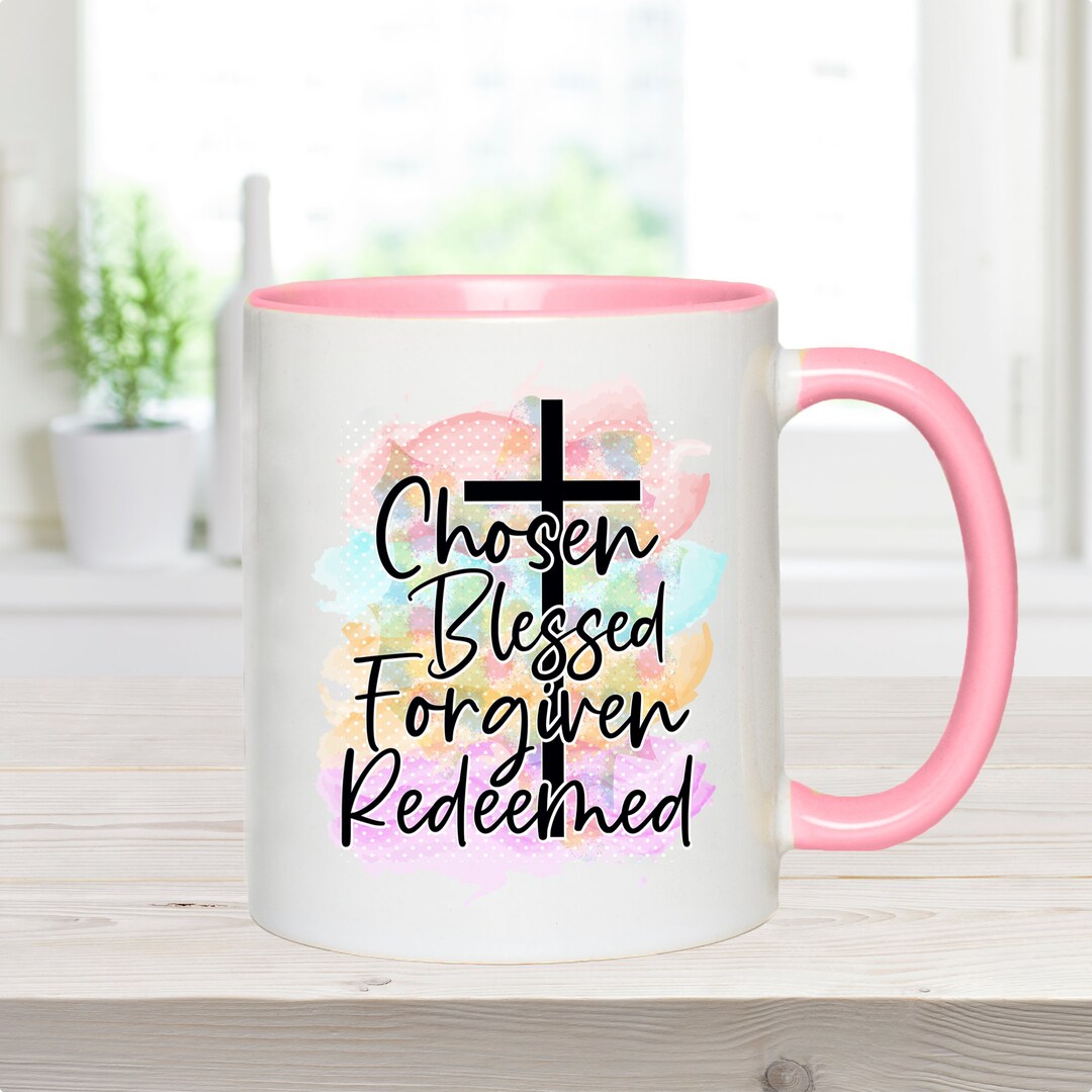 Chosen Blessed Forgiven Christian Coffee Mug Gift for Mom - Etsy
