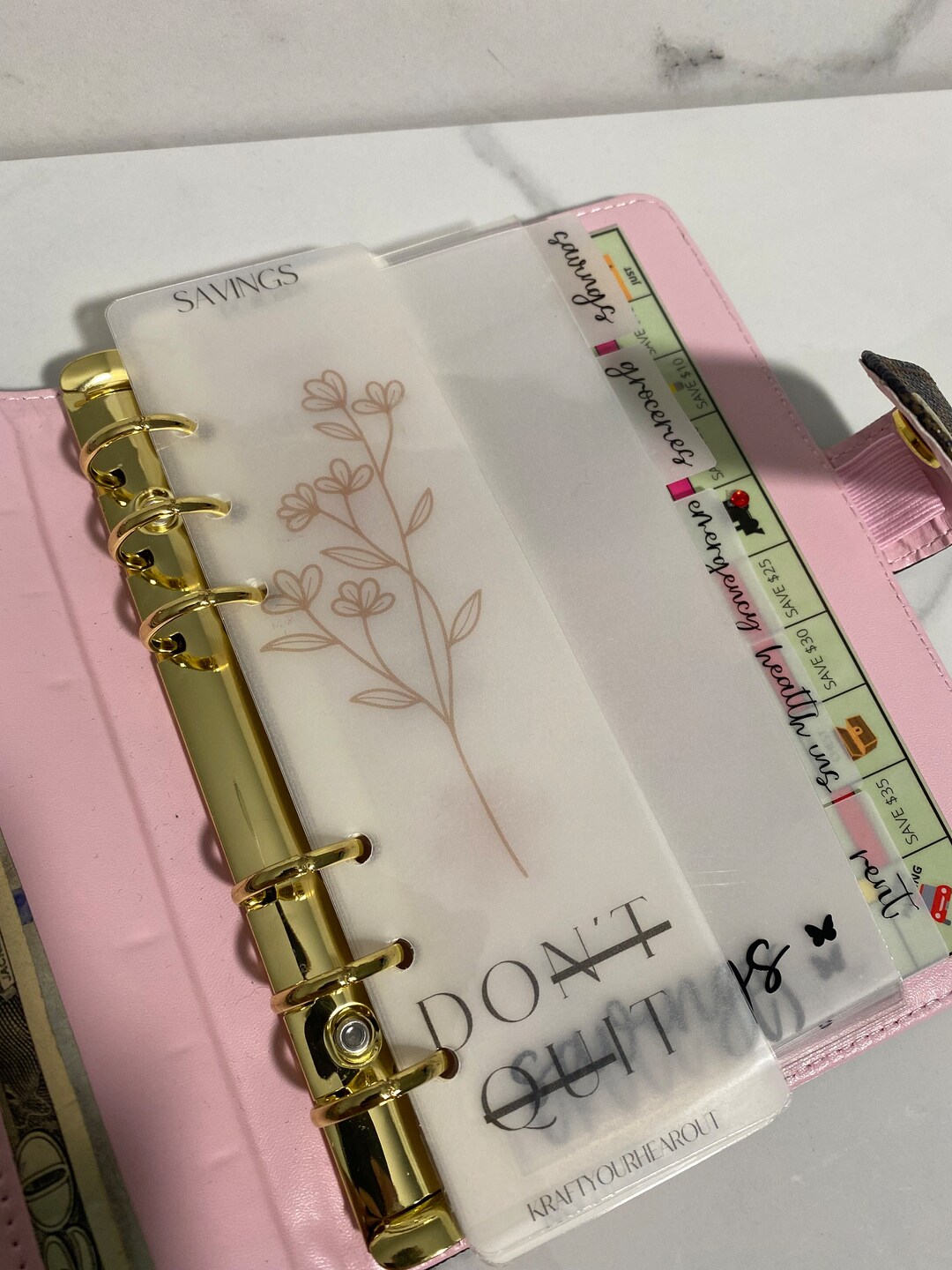 A6 Budget Binder Dividers Bookmarks | Vellum Dashboard | Card Stock ...