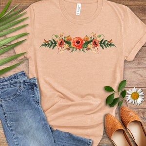 Orange Poppy Wildflower Tee, Artist Designed, Unique Floral T-shirt ...