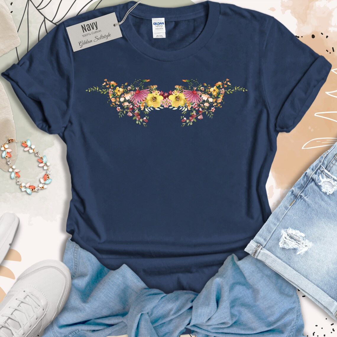 Flower Shirt, Artist Designed Unique Watercolor Flower Graphic Tee ...