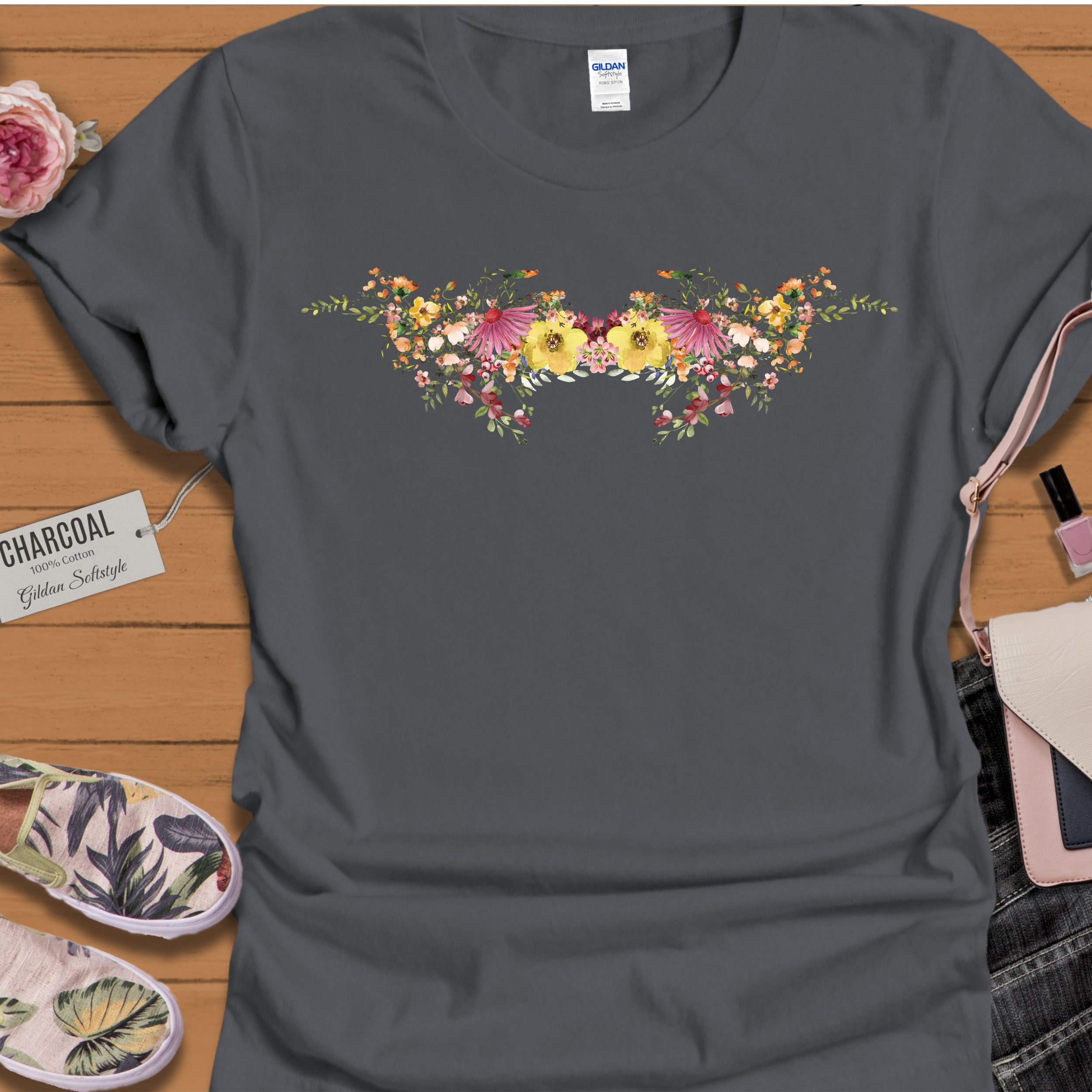 Flower Shirt, Artist Designed Unique Watercolor Flower Graphic Tee ...