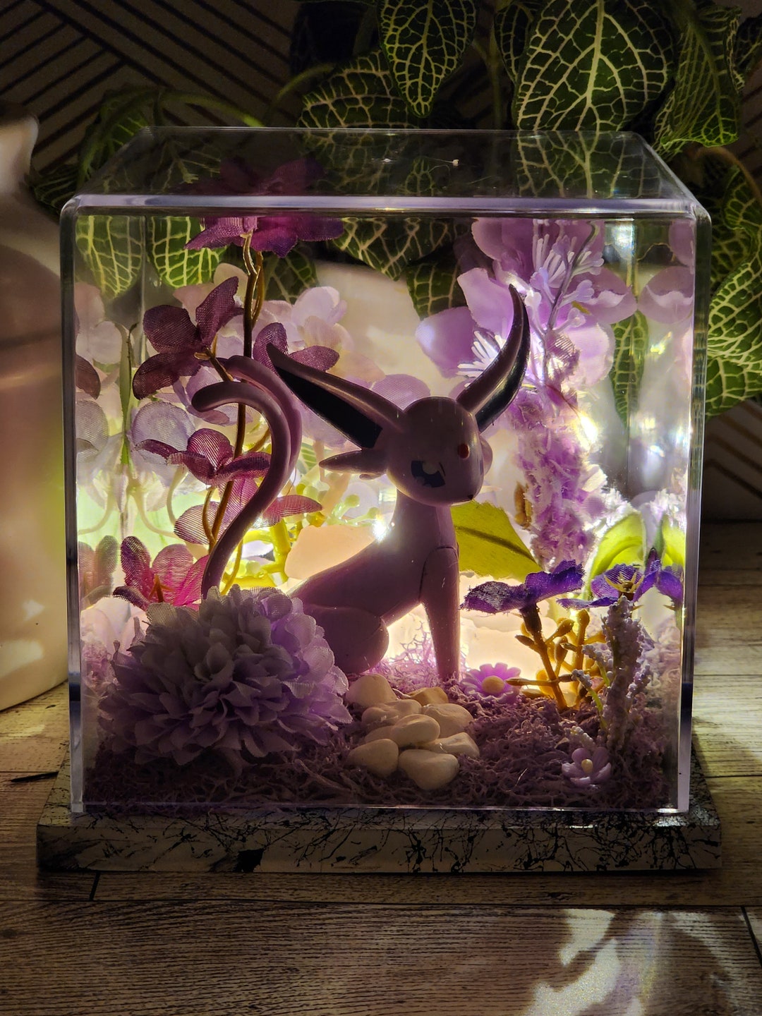 Light up Cube Terrarium Espeon - Etsy