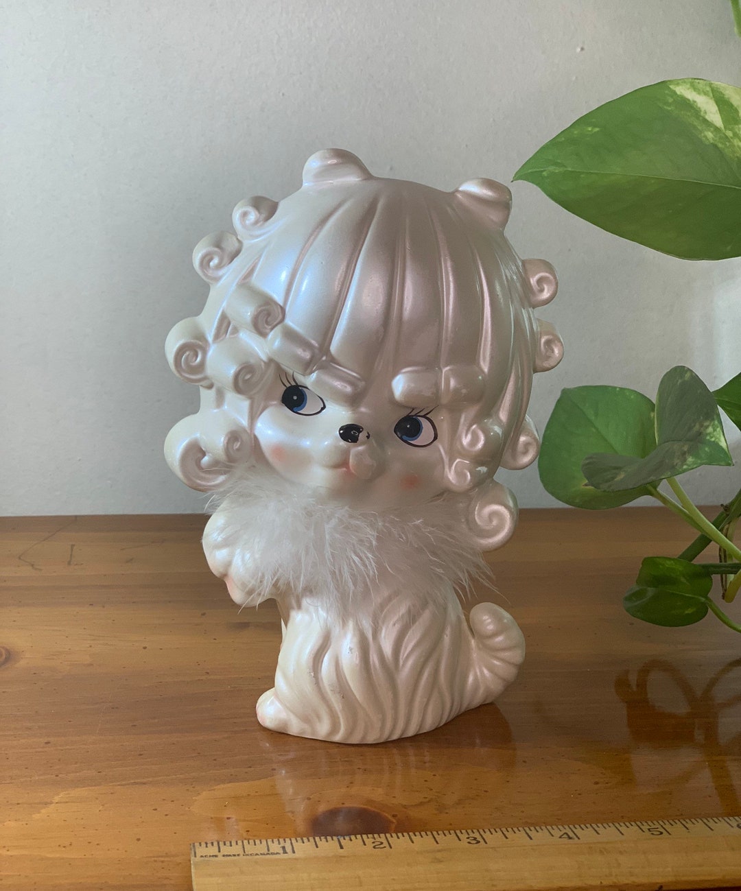 Vintage Poodle, Curly Hair, Coin Bank, Chalkware Plaster, Kitschy Decor ...