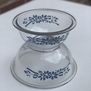 Pyrex Mixing Bowls, Blue Floral Ribbon, Set of 2 Glass Bowls - Etsy