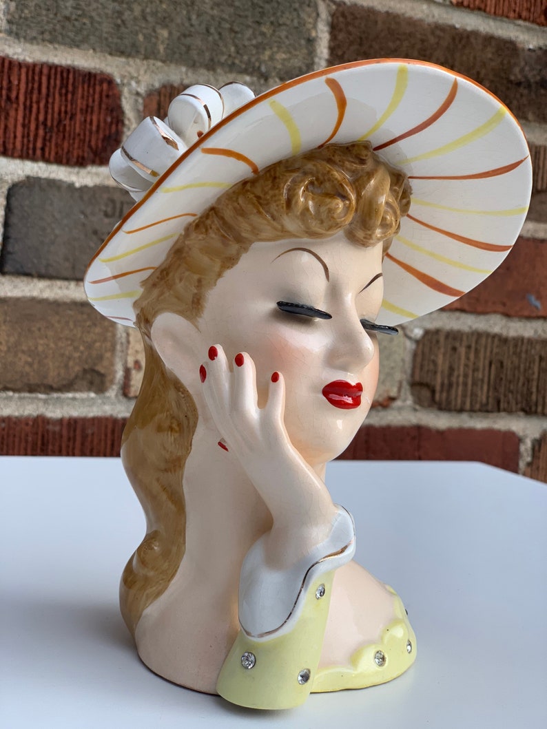 Lady Head Vase 7 Ceramic Napco Head Planter Vintage - Etsy