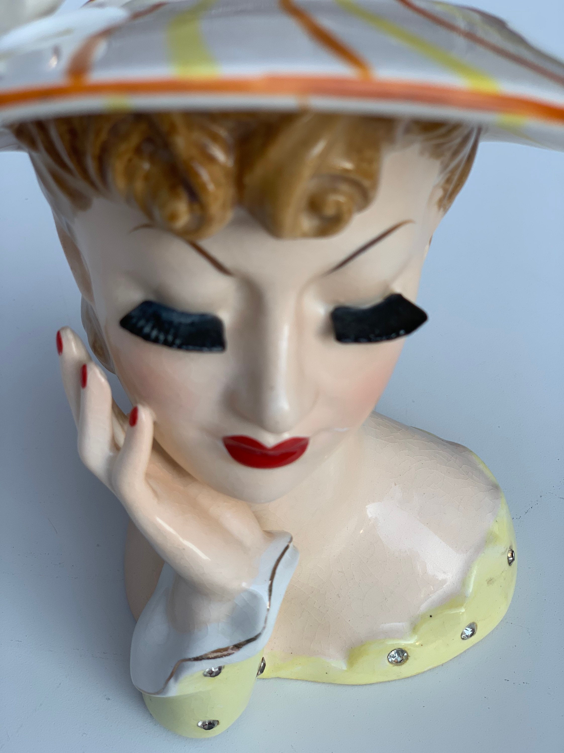 Lady Head Vase 7 Ceramic Napco Head Planter Vintage - Etsy