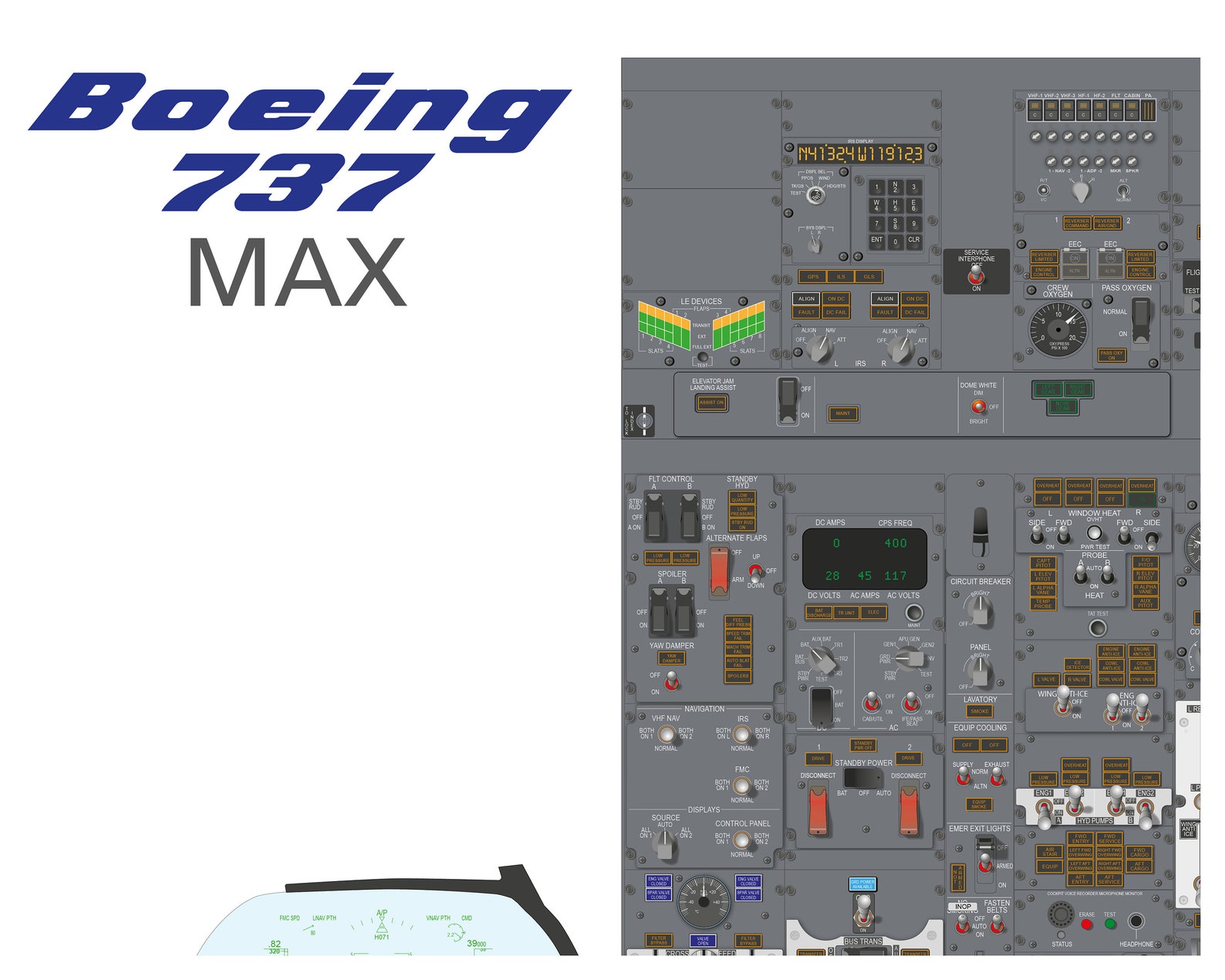 Boeing B737 Max Cockpit Layout PDF Poster | Etsy