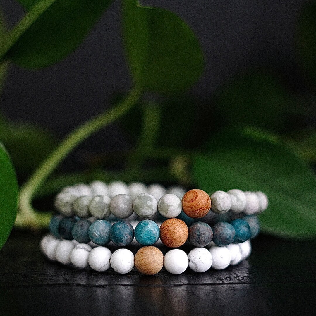 8mm Natural Stone & Cedar Stacking Bracelets - Etsy