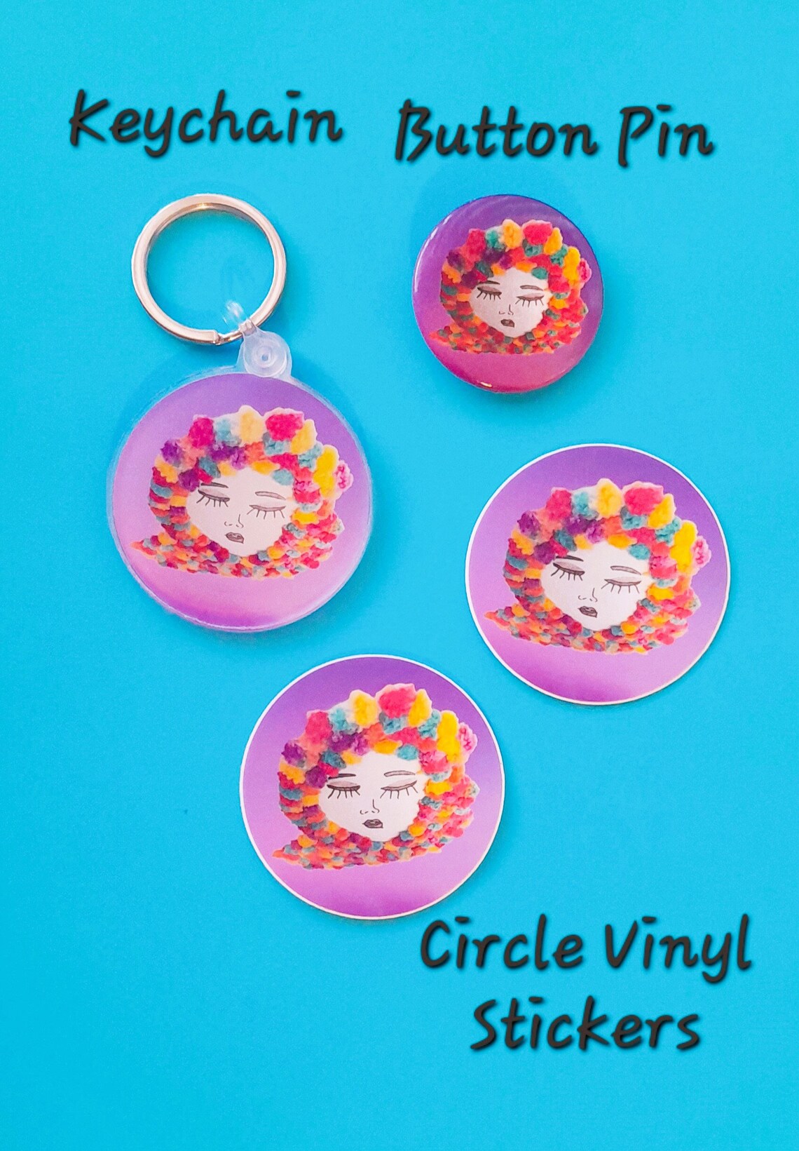 Penelope Variety Pack, Stickers, Button Pin, Keychain, Girl Art, Fun ...