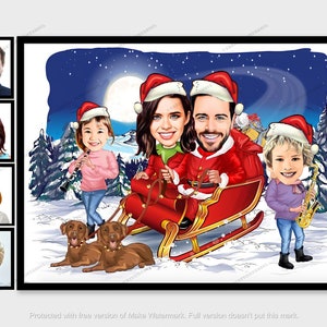 Personalized Christmas Family Portrait, Christmas Gift, Christmas Cards ...