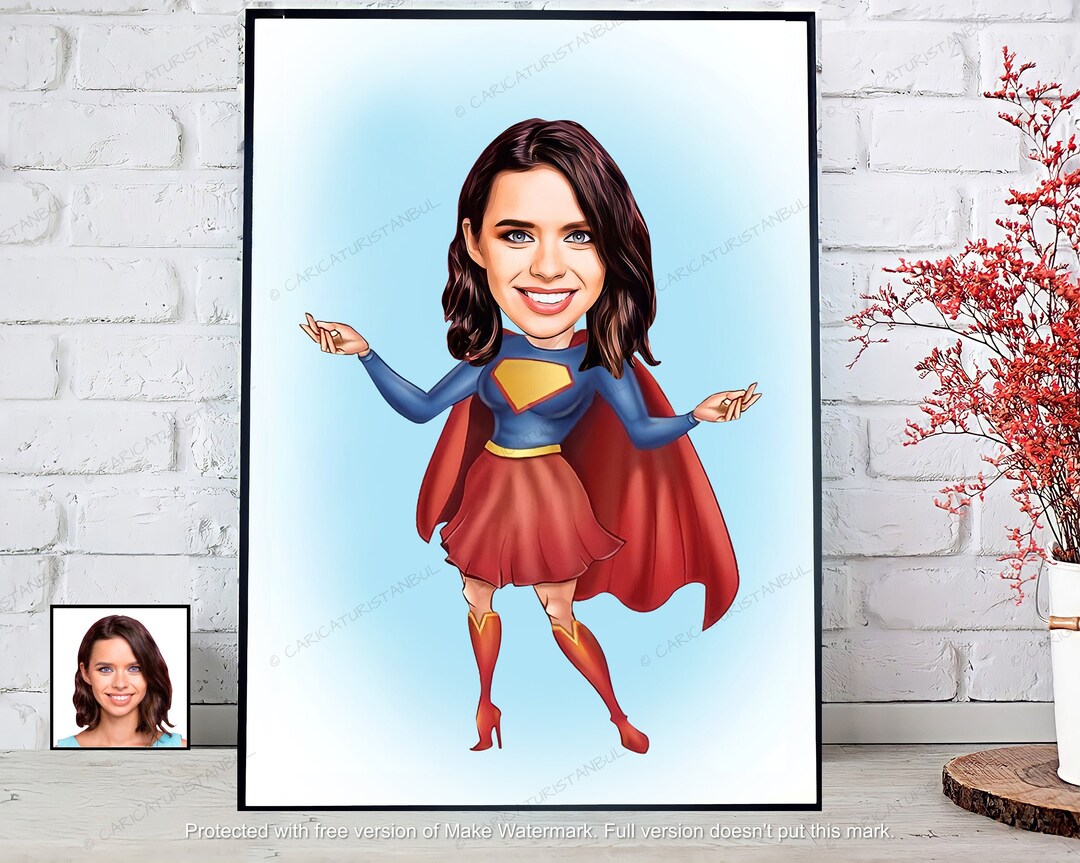 Superhero Mother Digital Cartoon Portrait - Super Hero Caricature ...