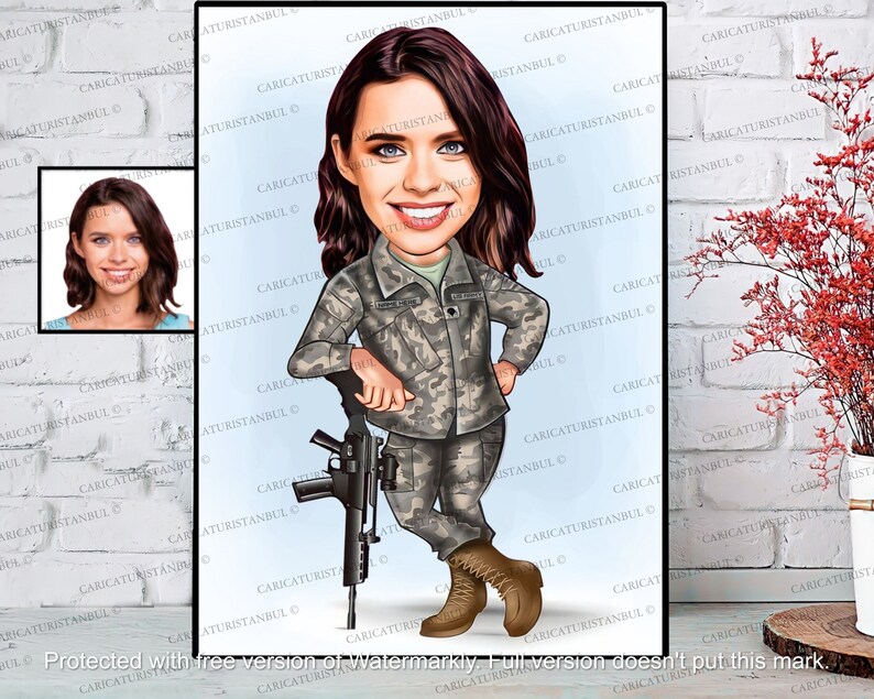 Military Retirement Gift Custom Cartoon Army Portrait - Etsy