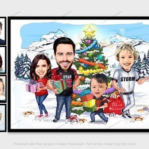 Personalized Christmas Family Portrait, Christmas Gift, Christmas Cards ...