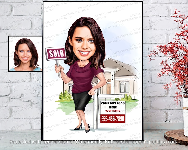 Realtor Gift Custom Real Estate Agent Caricature Portrait | Etsy