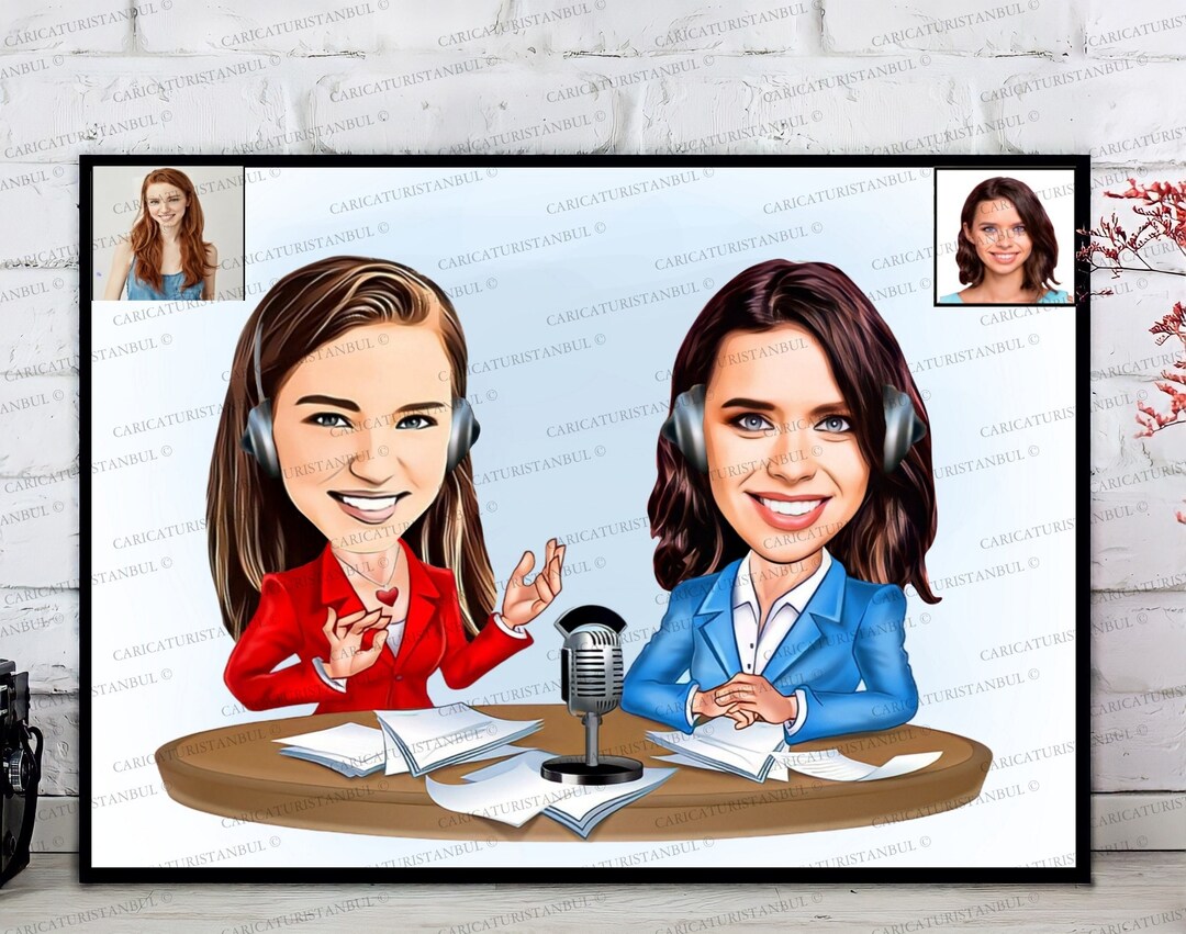 Podcaster Logo, Cartoon Podcaster Portrait, Podcast Cover Art ...