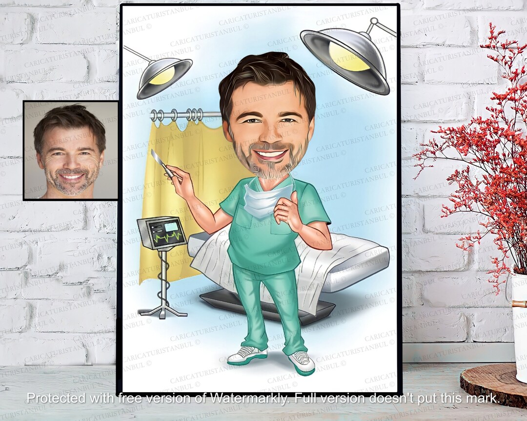 Neurosurgeon Gift, Custom Caricature Portrait, Neurosurgery Student ...