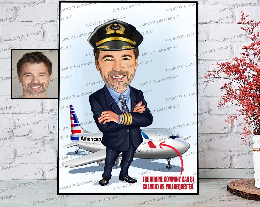 Custom Pilot Portrait, Pilot Gifts for Men, Aviation Gifts, Pilot ...
