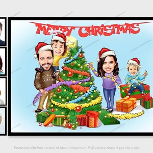 Personalized Christmas Family Portrait, Christmas Gift, Christmas Cards ...