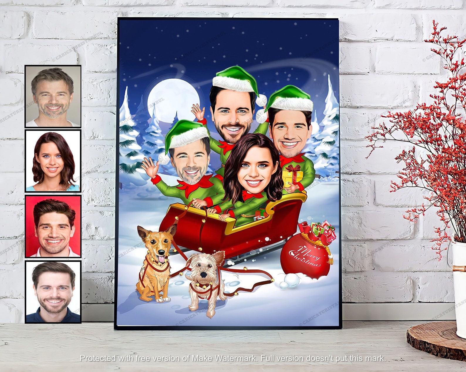 Christmas Cards Custom Cartoon Family Portrait Gift Holiday - Etsy