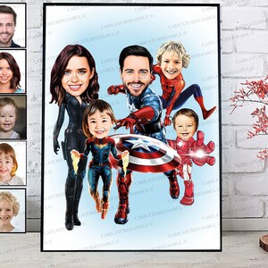 Digital Superhero Family Fathers Day Gift, Custom Portrait for Dad ...