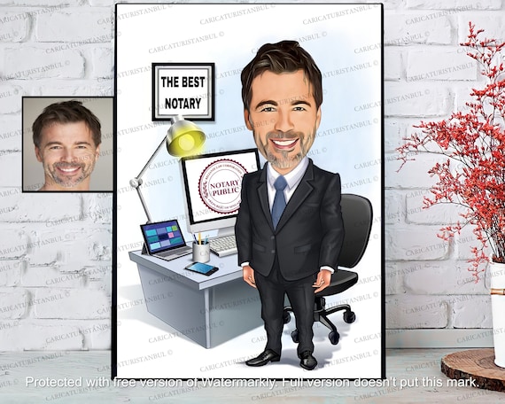 Notary Gift Custom Cartoon Notary Portrait Mobile Notary - Etsy