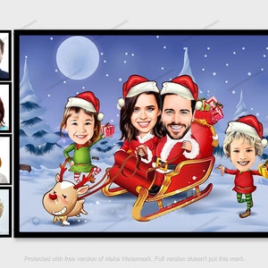 Personalized Christmas Family Portrait, Christmas Gift, Christmas Cards ...