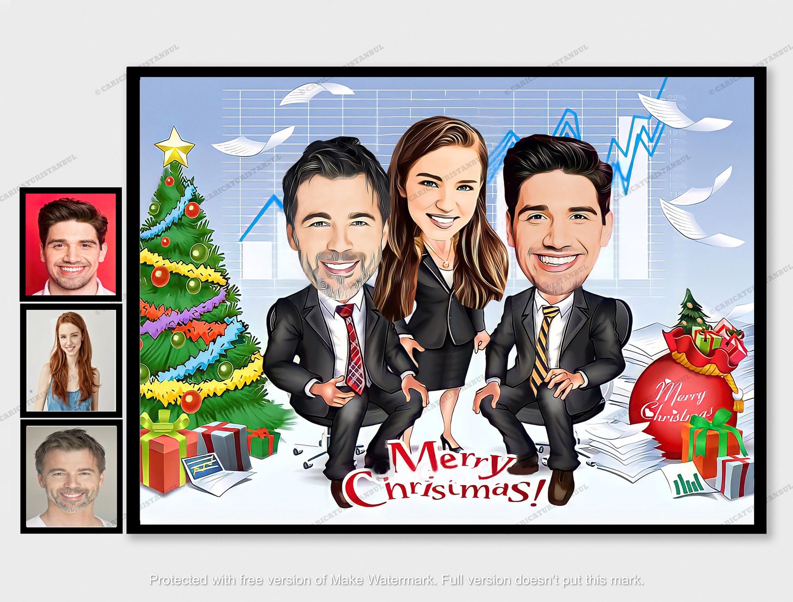 Christmas Cards Custom Cartoon Family Portrait Gift Holiday - Etsy