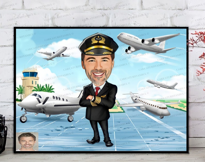 Custom Pilot Portrait Personalized Female Pilot Gift Idea - Etsy