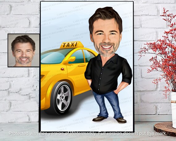 Taxi Driver Gift Custom Caricature Cab Driver & Chauffeur | Etsy