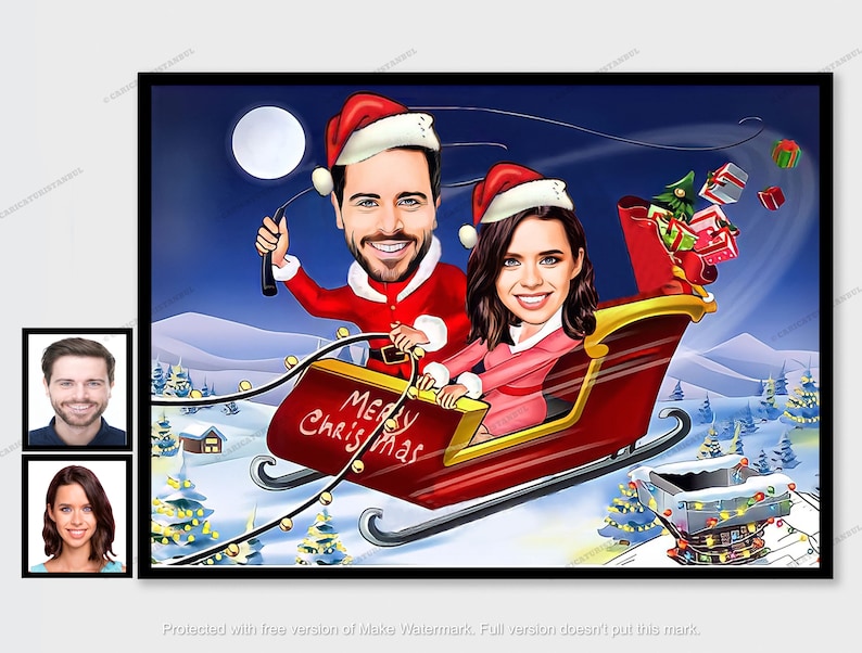 Christmas Cards Custom Cartoon Family Portrait Gift Holiday - Etsy