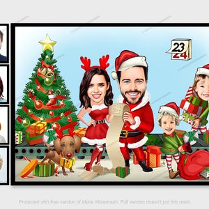 Personalized Christmas Family Portrait, Christmas Gift, Christmas Cards ...