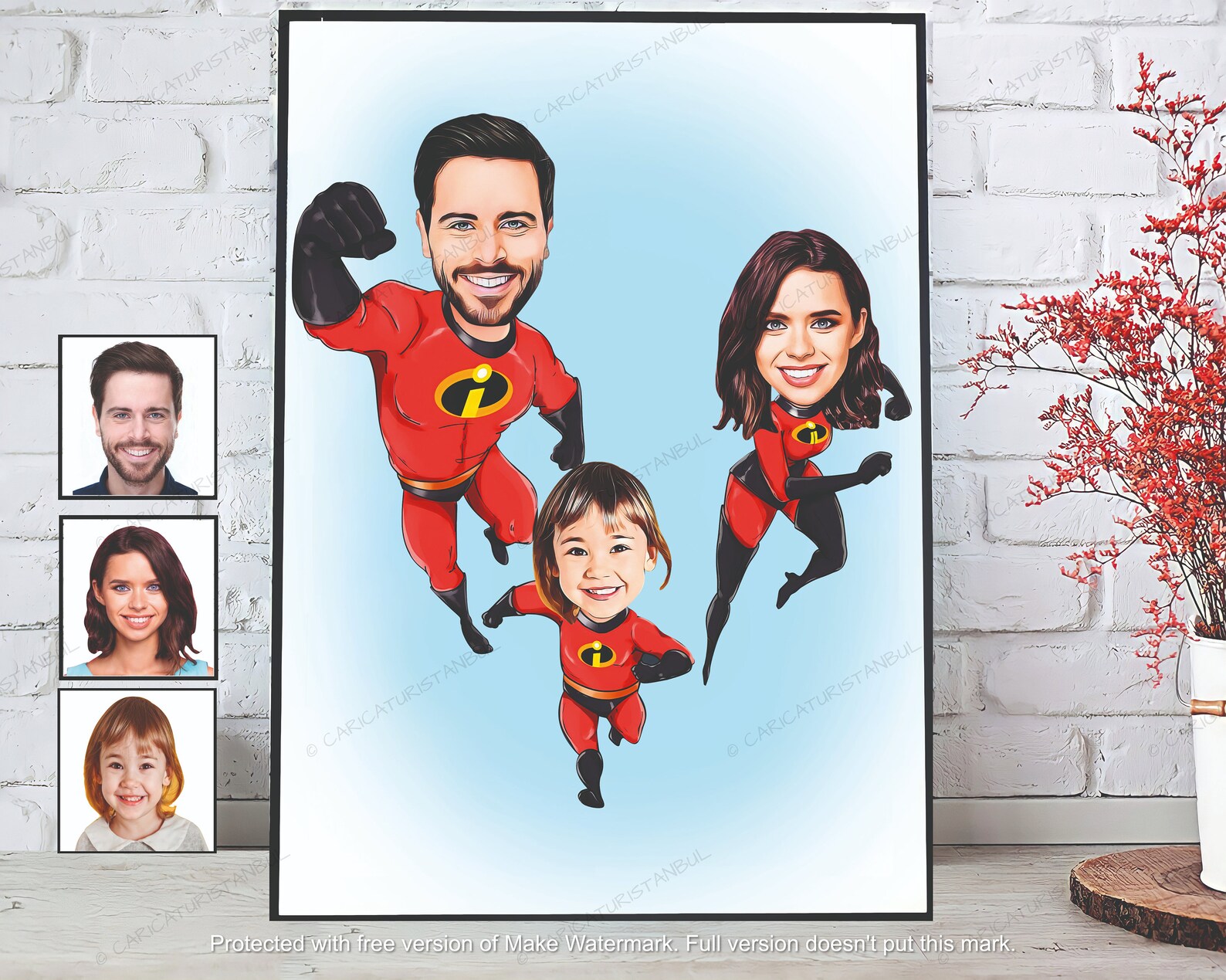 Digital Superhero Family Fathers Day Gift, Custom Portrait for Dad ...