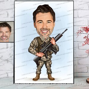 Military Retirement Gift, Custom Cartoon Army Portrait, Veteran Gift ...