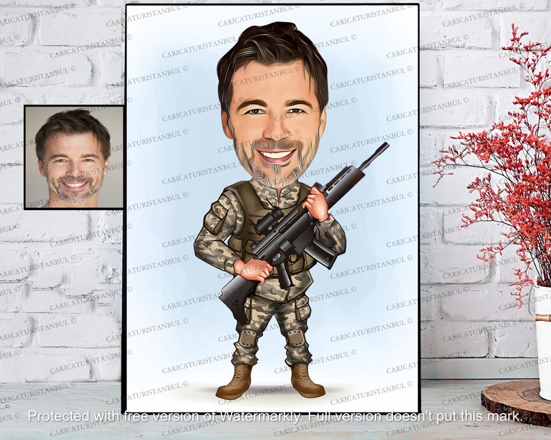 Military Retirement Gift Custom Cartoon Army Portrait - Etsy