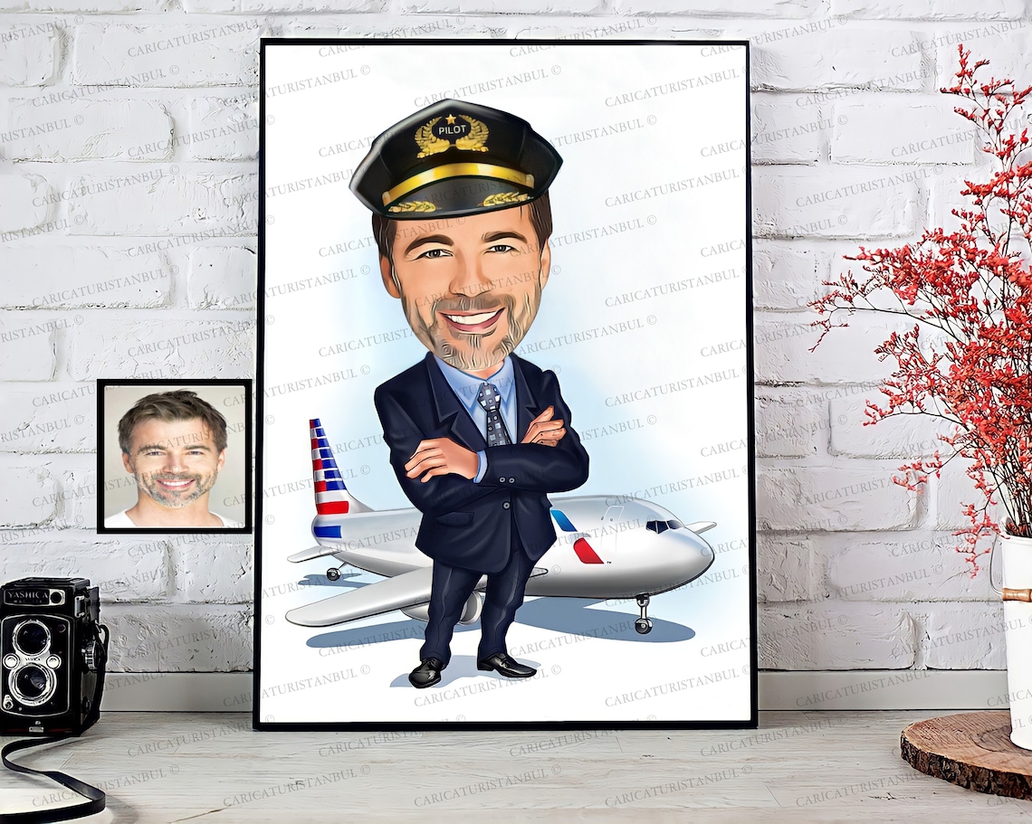 Custom Pilot Portrait Pilot Gifts for Men Aviation Gifts - Etsy