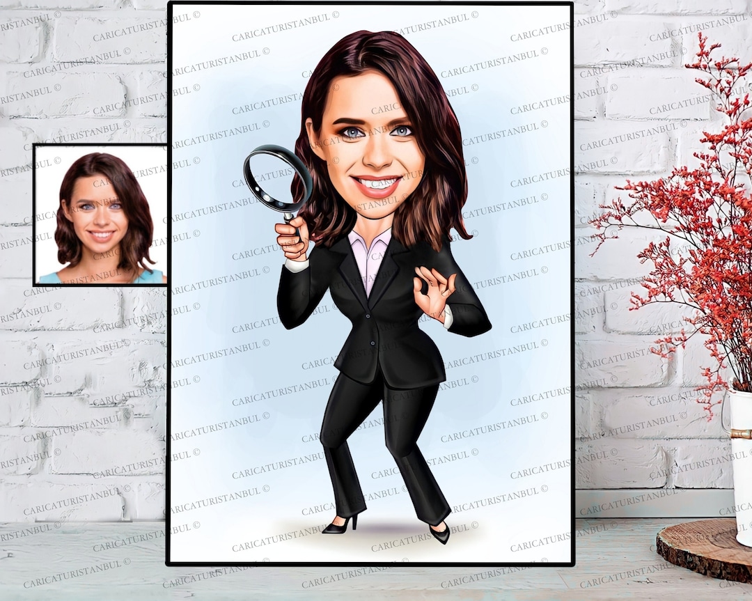 Private Investigator Gift, Custom Cartoon Portrait From Your Photo ...