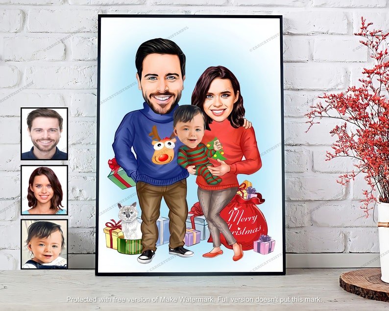Personalized Christmas Cards Custom Family Portrait Holiday - Etsy