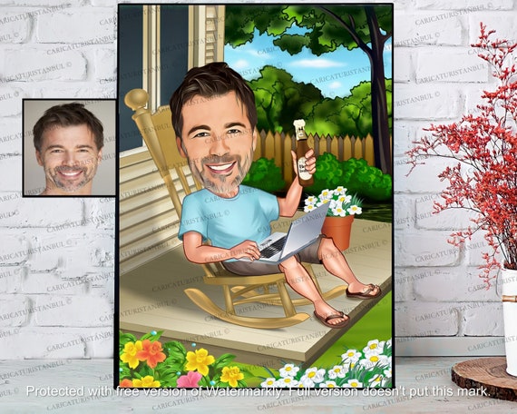 Custom Cartoon Dad Portrait Retirement Gift for Dad Father - Etsy