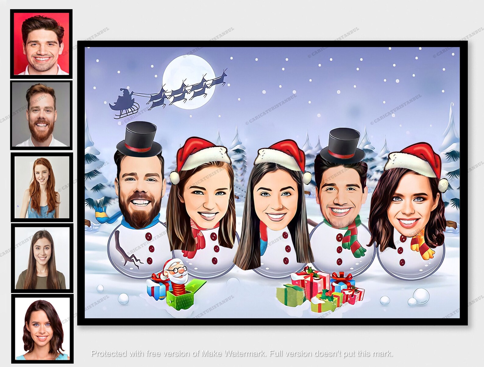Christmas Cards Custom Cartoon Family Portrait Gift Holiday - Etsy