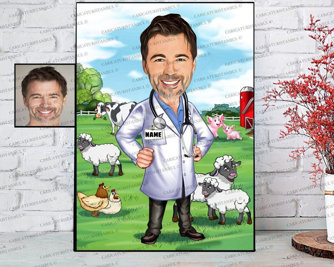 Custom Vet Portrait, Veterinarian Birthday Gift, Vet Tech Gift ...