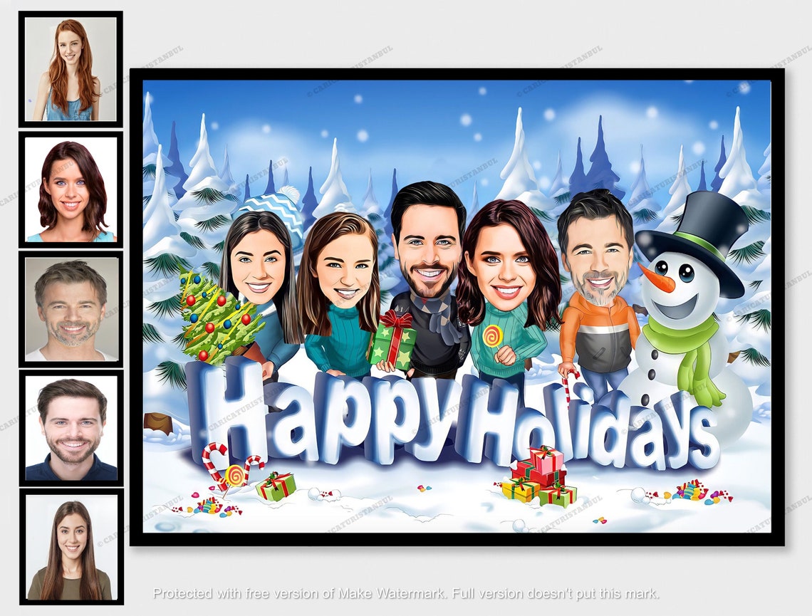 Personalized Christmas Family Portrait Christmas Gift - Etsy