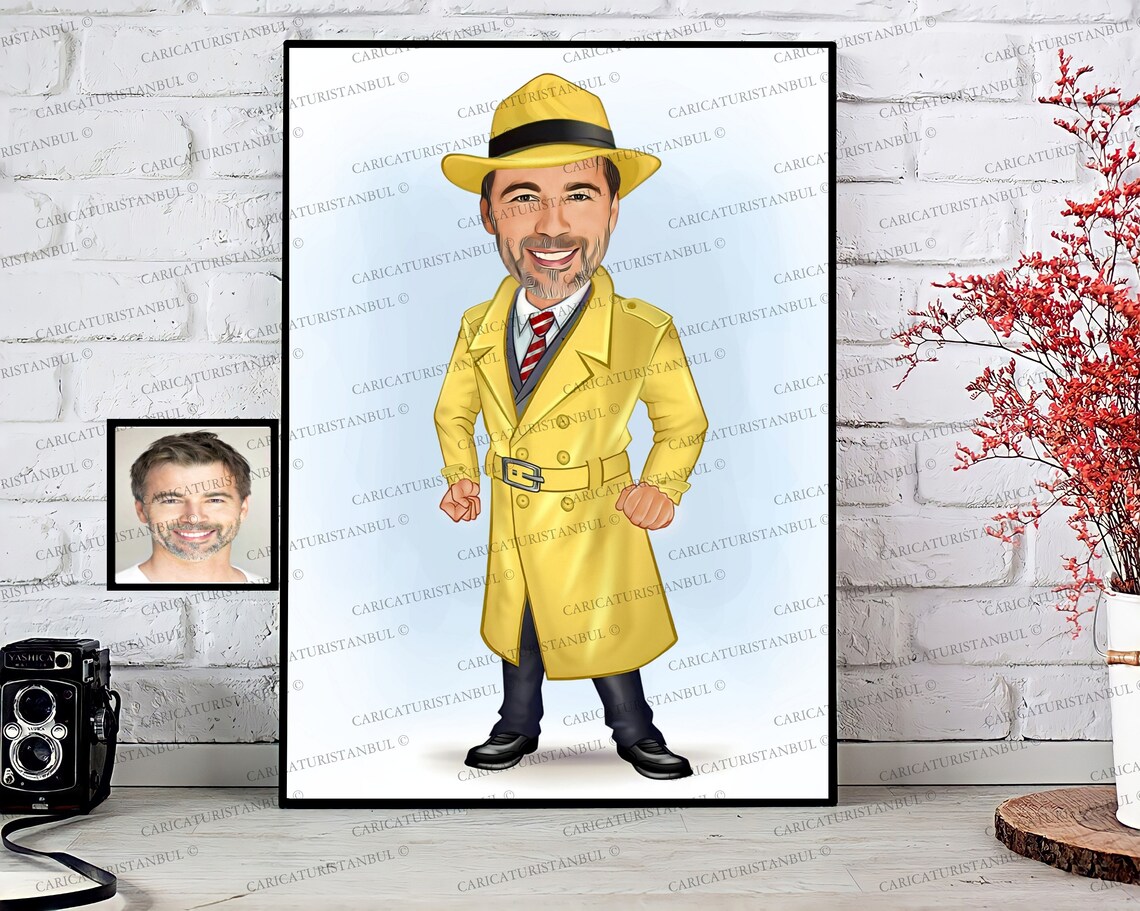 Detective Gift Custom Cartoon Portrait From Your Photo - Etsy