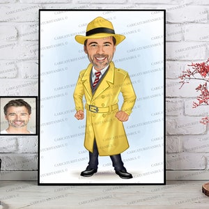 Detective Gift, Custom Cartoon Portrait From Your Photo, Private ...