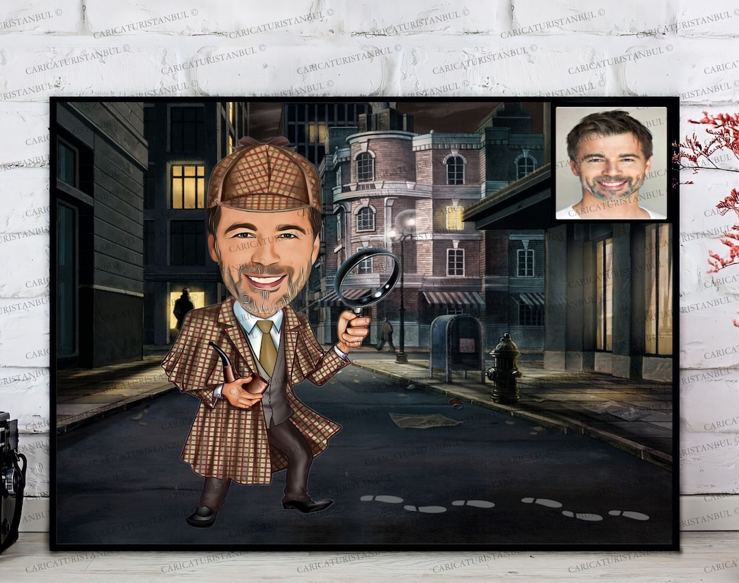 Detective Gift, Custom Cartoon Portrait From Your Photo, Private ...