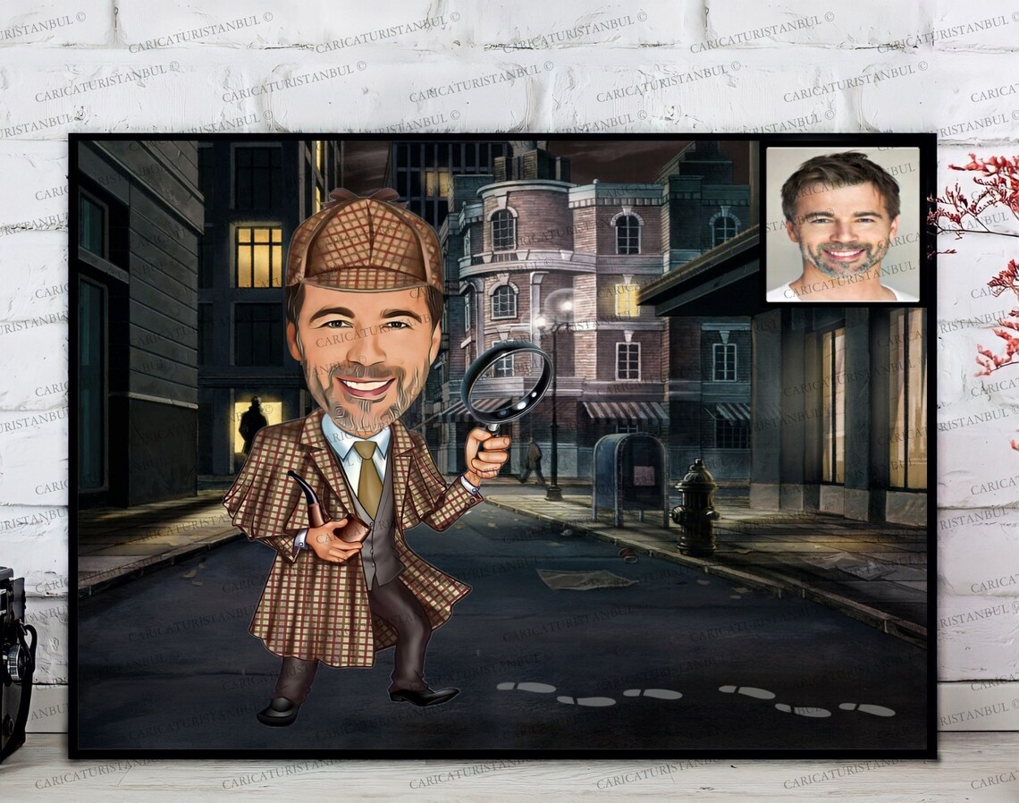 Detective Gift, Custom Cartoon Portrait From Your Photo, Private ...