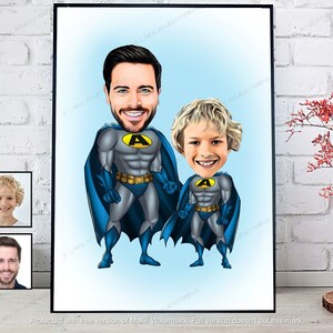Digital Superhero Family Fathers Day Gift, Custom Portrait for Dad ...