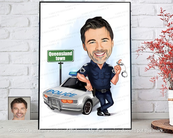 Custom Policeman Portrait Police Officer Gift Police - Etsy