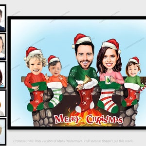 Personalized Christmas Family Portrait, Christmas Gift, Christmas Cards ...