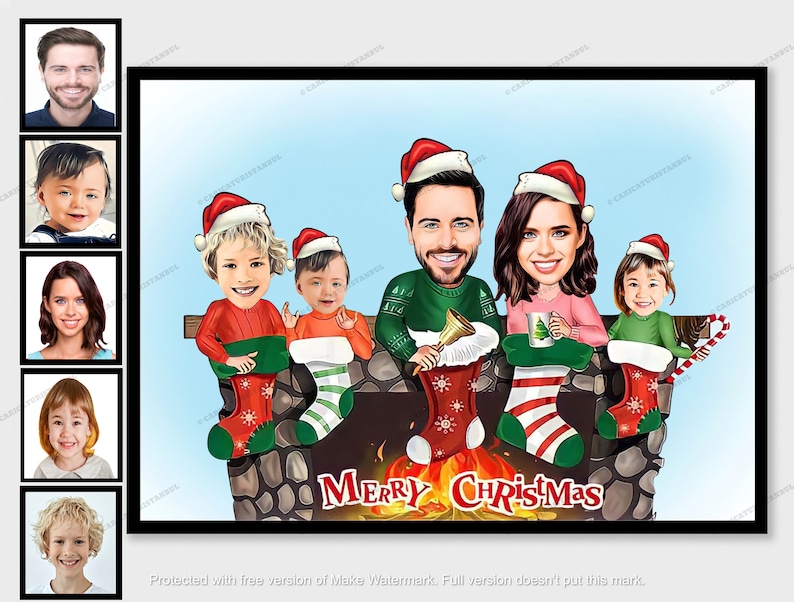 Personalized Christmas Cards, Custom Family Portrait, Holiday Cards ...