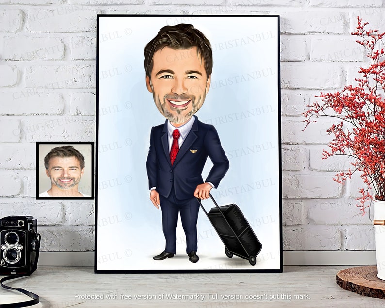 Custom Pilot Portrait, Personalized Female Pilot Gift Idea, Pilot Gifts ...